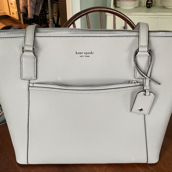 kate spade | Bags | Kate Spade Pocket Totedove Gray Saffiano Leather ...